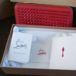 Christian Louboutin | Bags | Red Studded Christian Louboutin Wallet ...